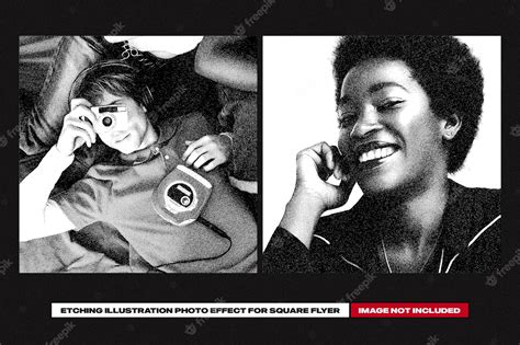 Premium Psd Etching Illustration Photo Effect For Square