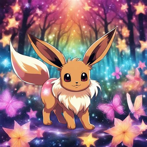 Eevee With Fairy Wings Colorful Background By Tinaleigacleonlover On