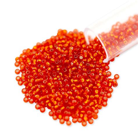 Miyuki Round Rocaille Seed Bead 15 0 Silver Lined Orange 3 Gram Tube