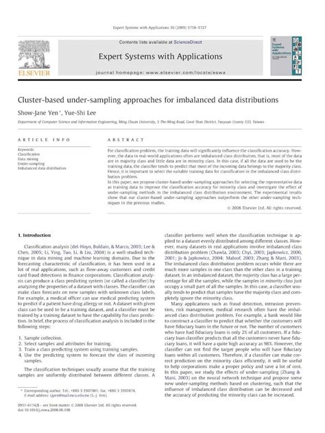 pdf cluster based under sampling approaches for imbalanced data