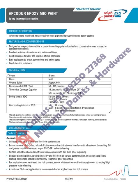 Asian Apcodur Epoxy Mio Paint Pdf Epoxy Paint