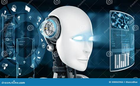 Xai Futuristic Robot Artificial Intelligence Cgi Big Data Analytics And Programming Stock