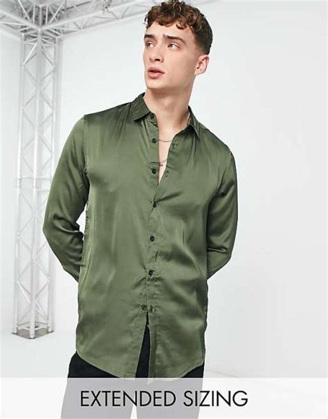 Asos Design Hemd Mit Normalem Schnitt In Khaki Asos