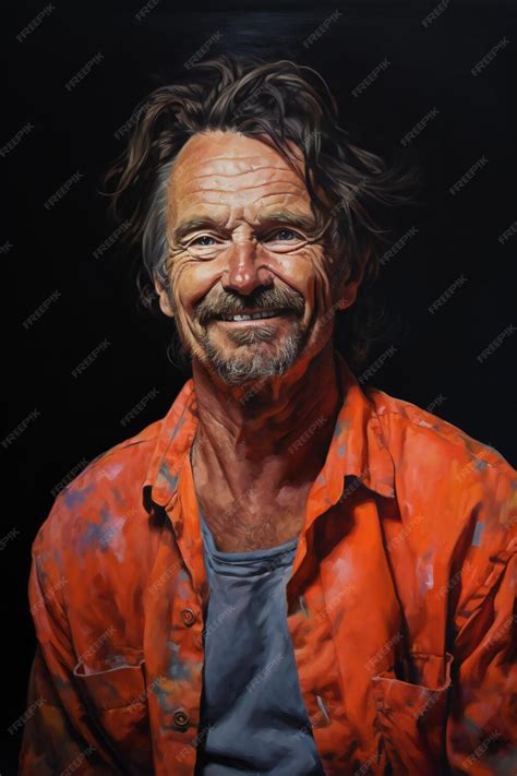 Premium Photo Portrait Of A Man With Long Hair In An Orange Raincoat