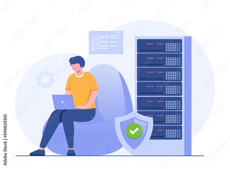 Vetor De Data Server Concept Storage Technology Cloud System Database Template Of People