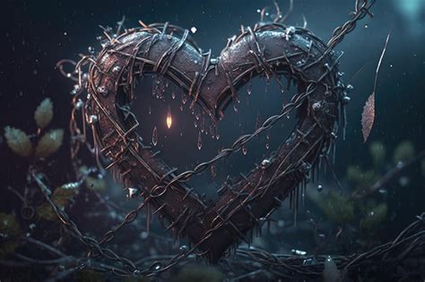 Premium Photo A Heart Shaped Piece Of Barbed Wire Is Surrounded By
