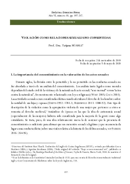 Pdf Violación Como Relaciones Sexuales No Consentidas Spanische