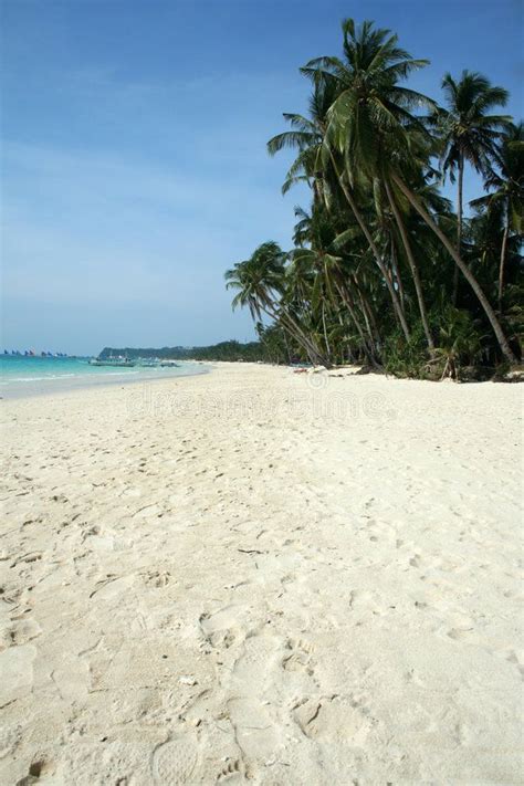 White Beach Blue Sky Boracay Island Background Fine White Sand Beach