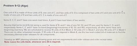 Solved One Unit Of A Is Made Of Three Units Of B One Unit Chegg Com