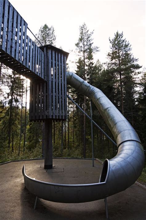 Steep Slide In Forest Playground Editorial Photography Image Of