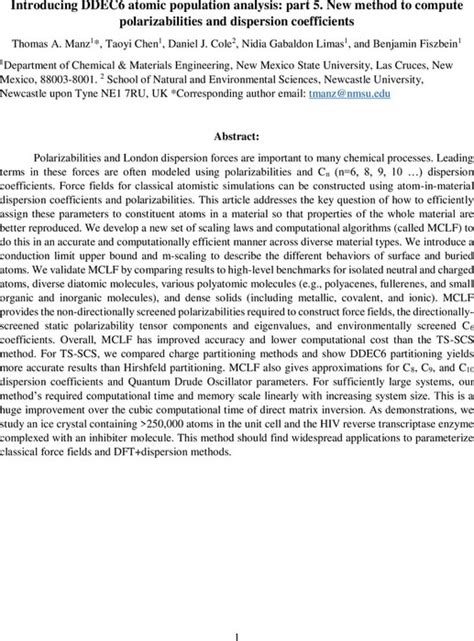 Introducing Ddec6 Atomic Population Analysis Part 5 New Method To