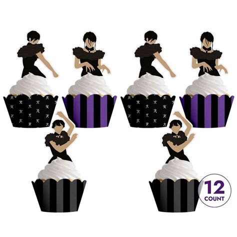 Wednesday Addams Party Cupcake Toppers Wednesday Cupcake Topper Etsy