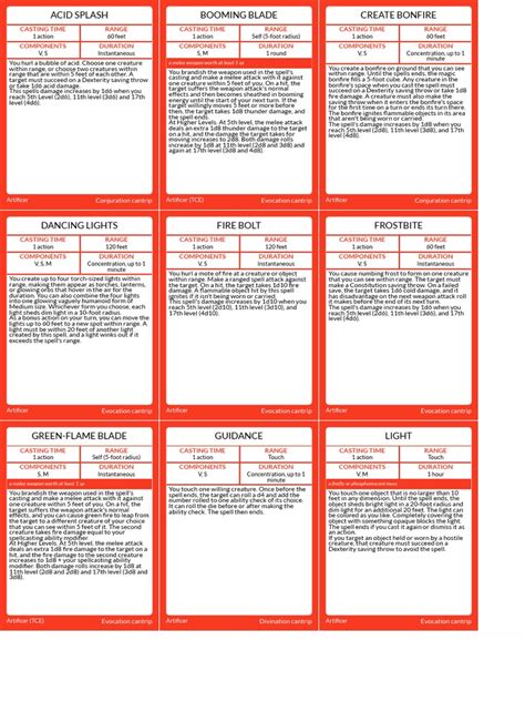 Artificer Spell Cards Pdf