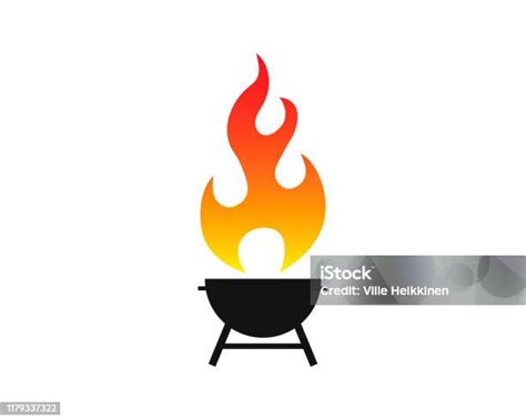 그릴 불꽃 벡터 일러스트 이미지입니다 바베큐 로고 아이콘입니다 거친에 대한 스톡 벡터 아트 및 기타 이미지 거친 구이