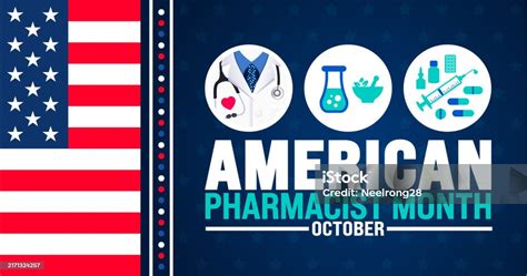 미국 약사의 달 미국 국기 배경 또는 배너 디자인 템플릿은 매년 10 월에 관찰됩니다 휴일 개념입니다 카드 포스터 플래카드 템플릿에 대 한 템플릿입니다 주당순이익 10 10