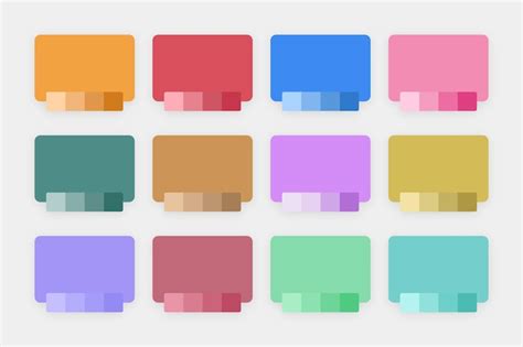 Ui Ux 디자인을 위한 다른 밝은 색조의 트렌디한 색상 팔레트 세트 프리미엄 벡터