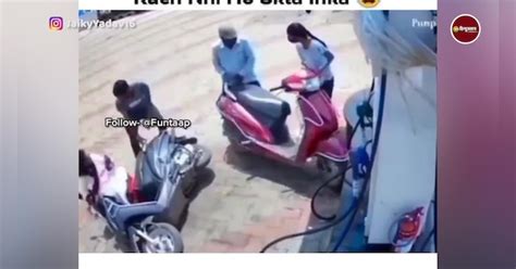 Funny Viral Video Of Papa Ki Pari Hit Petrol Pump Employee With Scooty