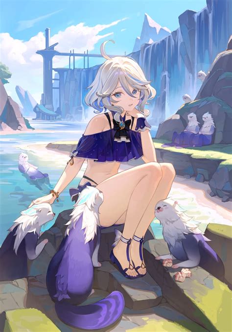 Furina And Leisurely Otter Genshin Impact Drawn By Timbougami Danbooru