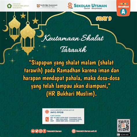 Keutamaan Shalat Tarawih Sekolah Islam Utsman