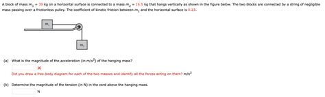 Solved A Block Of Mass M1 39 Kg On A Horizontal Surface Is