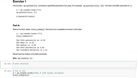 Solved Exercise The Function Np Percentile Computes A Chegg