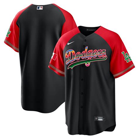 Team Mens Los Angeles Dodgers Mexico Alternate Cool Base Black Jersey