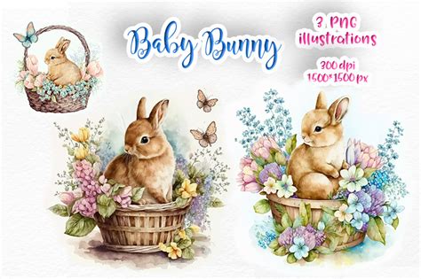 Easter Bunnies Watercolor By Yuliia Shmadchenko Thehungryjpeg