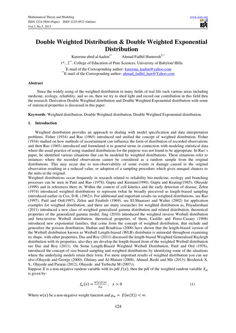 Pdf Double Weighted Distribution And Double Weighted Exponential