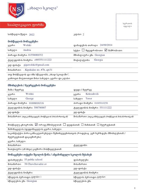 სააპლიკაციო ფორმა Pdf