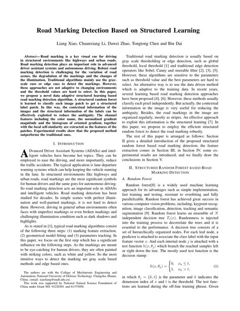 PDF Road Marking Detection Based On Structured Learning