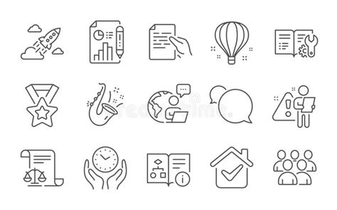 hold document safe time and legal documents icons set technical