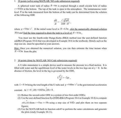 Solved Points Solve Using Matlab No Code Submission Chegg