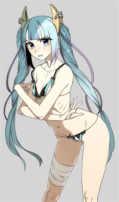 Rule 34 Bikini Blue Hair Breasts Crotch Cutout Female Female Grey Background Ishida Masamune