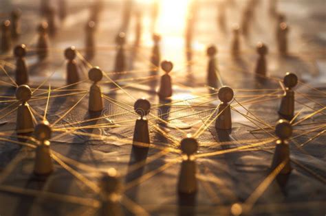 Abstract Network Of Human Figures Connected By Lines Representing Social Connections And