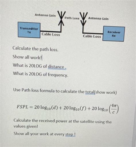 Solved Calculate The Path Loss Show All Work What Is 20log