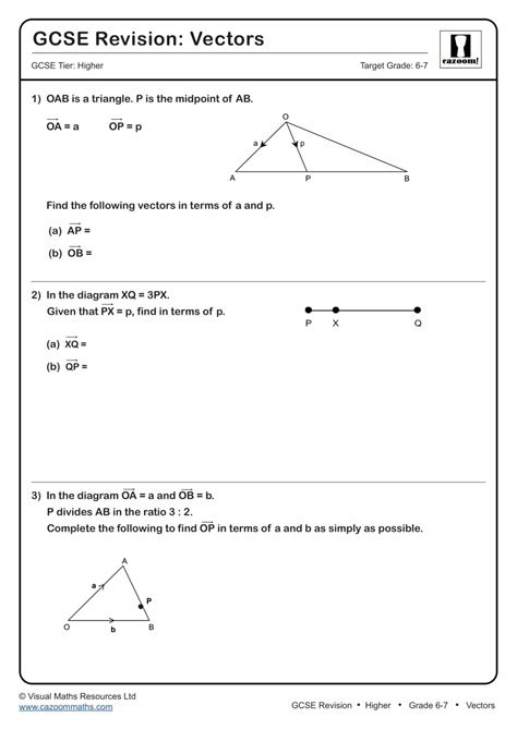 Vectors B Gcse Questions Gcse Revision Questions