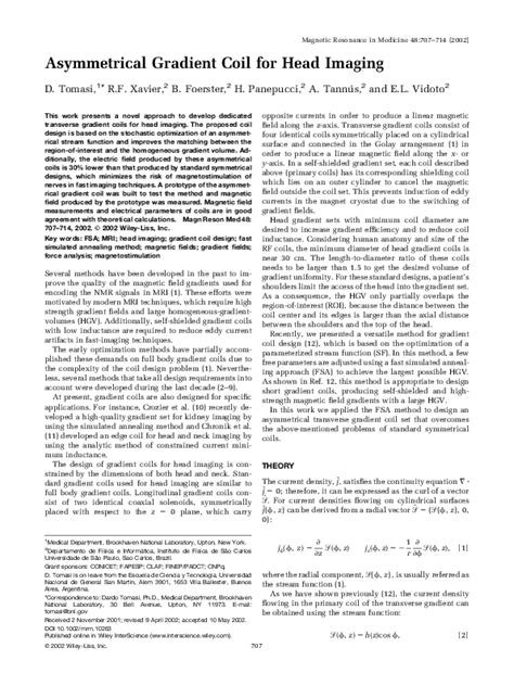 Pdf Asymmetrical Gradient Coil For Head Imaging Alberto Tannús