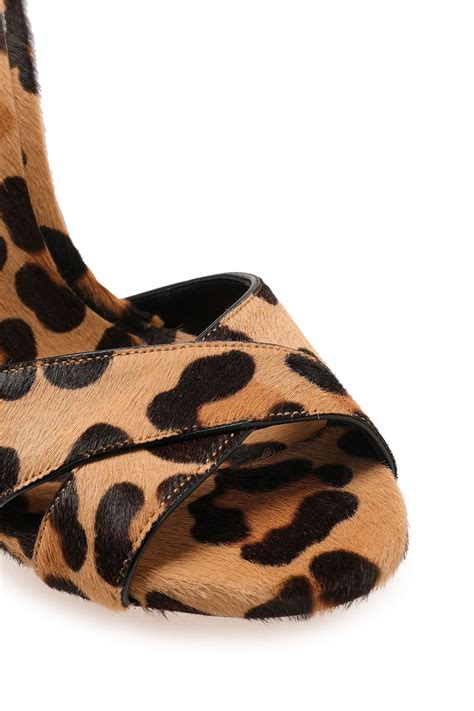 Casadei Mirror Trimmed Leopard Print Calf Hair Sandals The Outnet