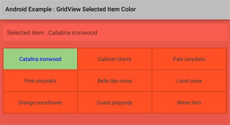 Android GirdView Items Color Change On Select And Previously Selected Item Should Show Normal