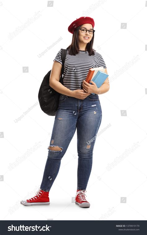 Full Length Portrait Female Student Posing Stock Photo 1379919179