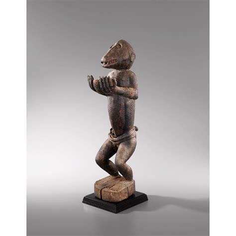 55 Superbe Statue De Singe Porteur De Coupe Baulé Côte Divoire