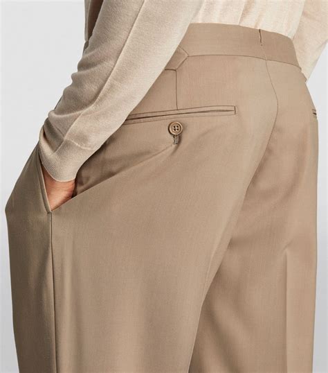 Mens Ralph Lauren Purple Label Brown Wool Gregory Slim Trousers