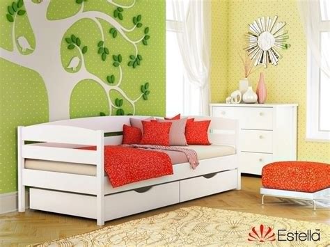 Кровать односпальная с ящиками и бортиком защитным внизу 80х200 Estella ...