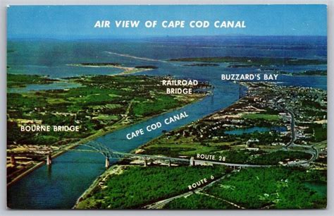 Cape Cod Canal Massachusetts Scenic Birds Eye View Landmarks Chrome