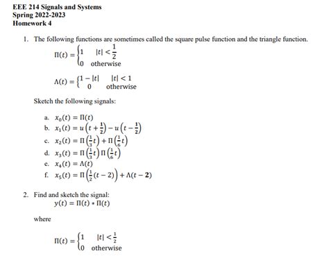 EEE 214 Signals And Systems Spring 2022 2023 Homework Chegg