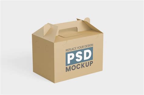 Psd 크래프트 종이 식품 상자 포장 모형 프리미엄 Psd 파일