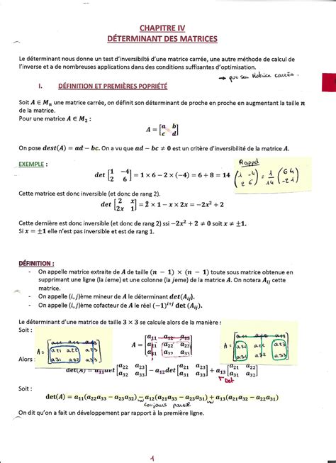 4 DÉ Terminants On y retrouve toutes les notions importantes et