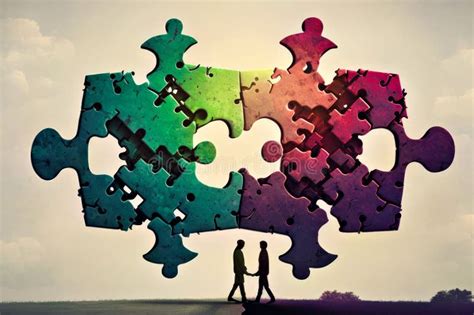 Two People Are Holding Puzzle Piece Together Generative Ai Stock