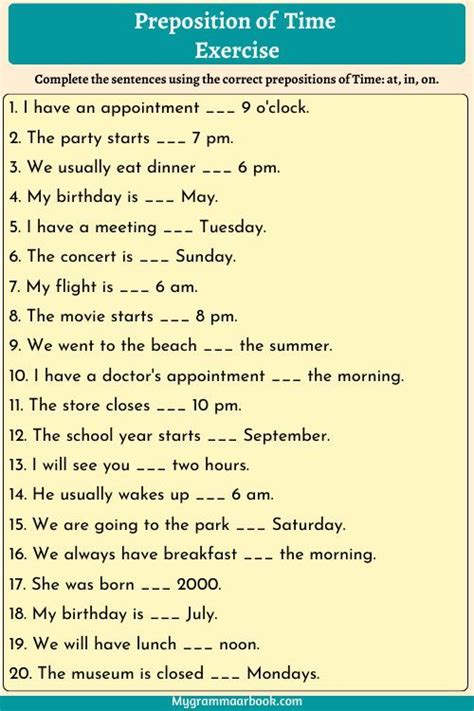 Preposition Exercises Worksheet Artofit