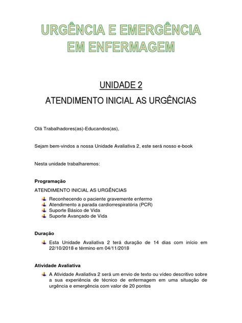 E Book 2 Atendimento Inicial Em Urgência E Emergência Pdf